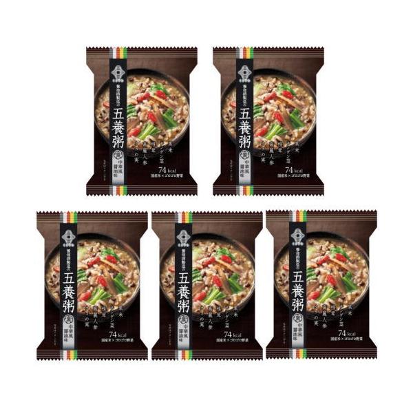 黒米とクコの実の食感が楽しめる香味醤油のコク深いお粥。「五養粥 黒」は、ゴマ油と椎茸の旨味がそそる、香味醤油味の中華風お粥。歯ごたえのある黒米やチンゲン菜、健康素材の高麗人参・クコの実入りで、食感も楽しめます。1食74kcalと低カロリー※...