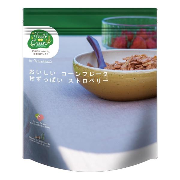 ●少ない素材で作った甘酸っぱいおいしいコーンフレーク●とうもろこし、北海道産てんさい糖、いちご果汁を使用した甘酸っぱさの中にやさしい甘みを感じるおいしいコーンフレークです。●朝食には懐かしさを感じるイチゴ味のコーンレークに牛乳をかけて。●一...
