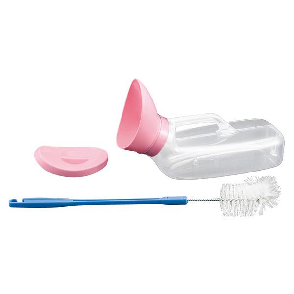 ●取っ手が大きく持ちやすい！尿の色が確認しやすい透明タイプ。●ブラシが尿器より長く、奥まで掃除できます。