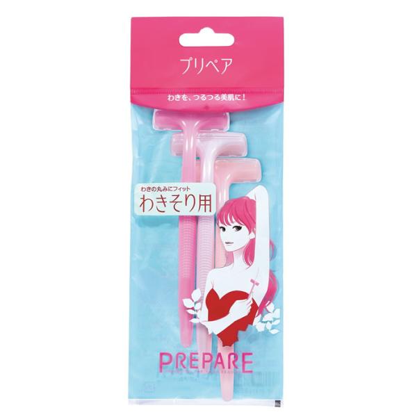 ★爆買★●丸みのあるわきのお手入れに。●ぴったりフィットする凸型ヘッド。●わきにフィットするカーブした2つの刃。●曲線二枚刃。●肌角度を一定に保つので安心なセーフティーリブ。●さびにくく切れ味長持ちのプラチナ加工。●3本入