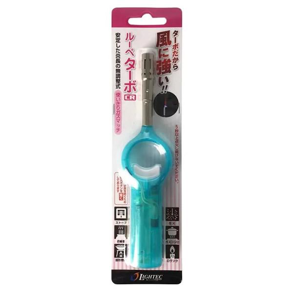 ●風に強いターボ炎●安全ロック付き●CR対応（子供の事故を防ぐ為、着火ボタンを重くしてあります）●安定した炎長の無調整式の使いきりガスマッチ