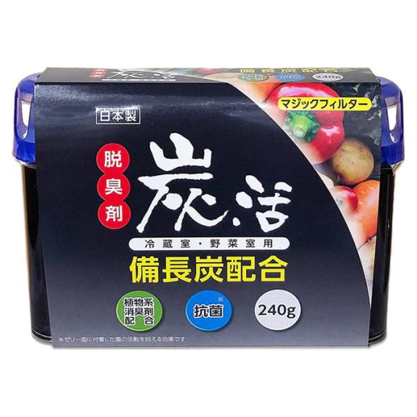 ●備長炭配合、抗菌作用を備えたゼリータイプの冷蔵庫・野菜室用脱臭剤です。●吸着(3つの吸着剤)と分解(植物系消臭剤)のWの効果で嫌なニオイを取り除きます。●備長炭配合。