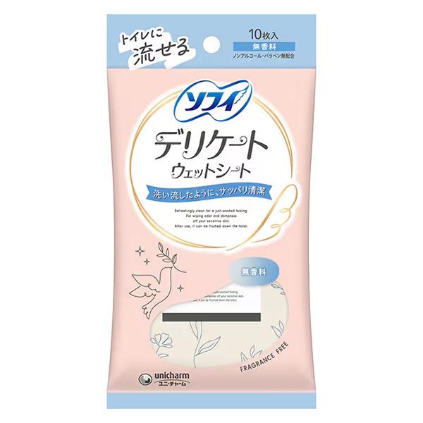 ●デリケートウェットは、髪の毛の1／1000の超極細繊維配合で、デリケートな肌のニオイまで洗い流したようにサッパリふき取り、清潔に保てます。●ポーチにすっぽり入るコンパクトサイズです。●使い終わった後も、トイレにそのまま流せて後処理も簡単です。