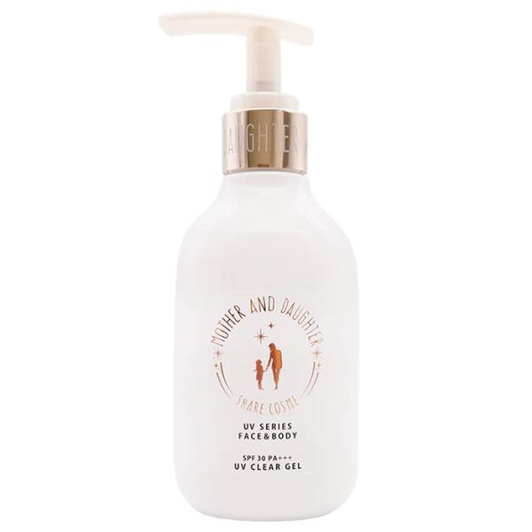 1歳からおとなまで、親子で使える顔・体用の日焼け止めジェル。SPF30・PA+++。さらっとすべすべ！日焼け止め特有のいやな軋みがなく、まるで素肌のような、さらさらすべすべで軽い塗り心地。塗った後すぐに服が着られて、忙しい朝の支度もスムーズ...