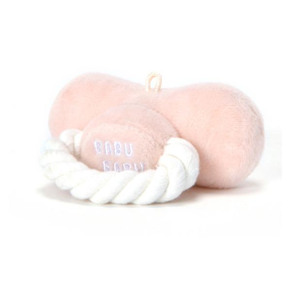 可愛らしいバブバブシリーズが新登場おしゃぶりをイメージしたおもちゃの中にはガサガサ、リンリンわんちゃんの好奇心をくすぐる楽しい仕掛けが入っています。色展開は2種類