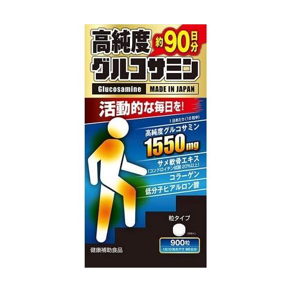 ●高純度グルコサミン1,550mg、サメ軟骨エキス100mg(コンドロイチン20%含有)、低分子ヒアルロン酸0.2mg、フィッシュコラーゲン100mg配合。●しっかり90日分。●関節・節々改善