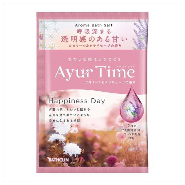 バスクリン アーユルタイム ハピネスデイ 40g バスソルト 入浴剤 浴用化粧料4548514159198２種の天然精油配合の奥深く繊細な香りと世界遺産生まれの天然海塩（基剤）に浸り心地よくバランスを整えるバス用品・洗面用品:入浴剤:芳香広...