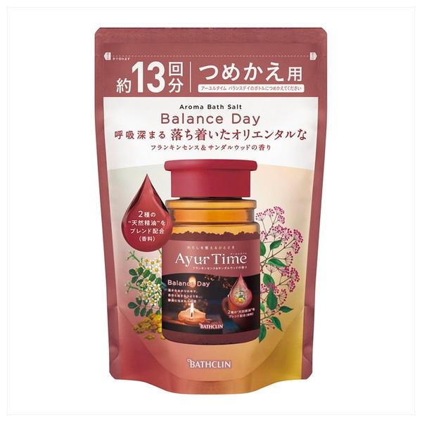 バスクリン アーユルタイム バランスデイ つめかえ用 520g バスソルト 入浴剤 浴用化粧料4548514159266２種の天然精油配合の奥深く繊細な香りと世界遺産生まれの天然海塩（基剤）に浸り心地よくバランスを整えるバス用品・洗面用品:...