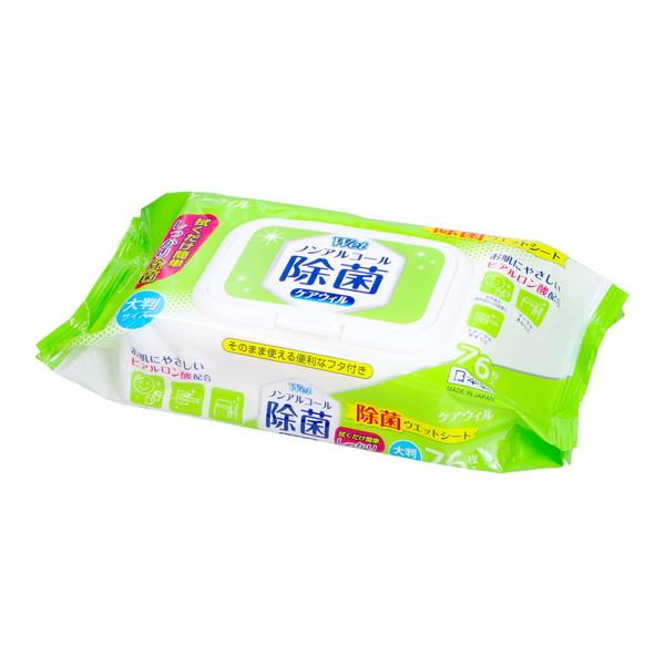 小津産業 ケアウィル ノンアルコール 除菌 ウエットシート 76枚4582297993211拭くだけ　しっかり除菌 手指の汚れ落とし■紙製品:ウェットティッシュ広告文責：アットライフ株式会社TEL 050-3196-1510※商品パッケージ...