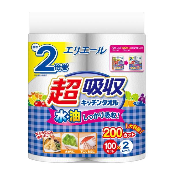 大王製紙 エリエール 超吸収 キッチンタオル 100カット×2ロール入水をぐんぐん吸うのにやぶれにくい!水取りにも便利 4902011112160 紙製品:キッチンタオル:キッチンタオル広告文責：アットライフ株式会社TEL 050-3196...