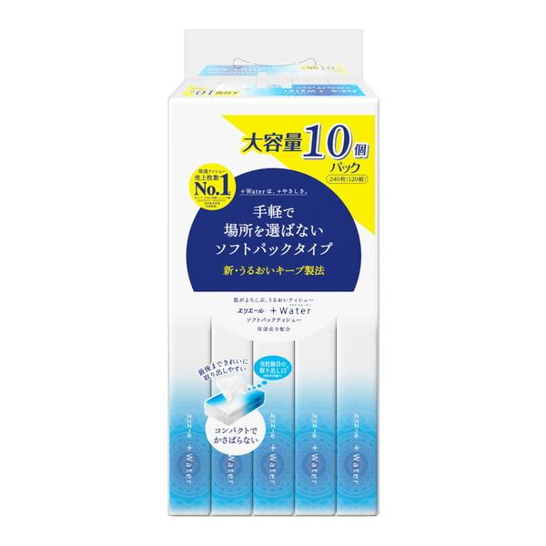 大王製紙 エリエール +Water ソフトパック 120組×10個パック4902011823325ひと触れでちがいがわかります。肌がよろこぶうるおいティシュ―！紙製品:ティッシュペーパー広告文責：アットライフ株式会社TEL 050-3196...