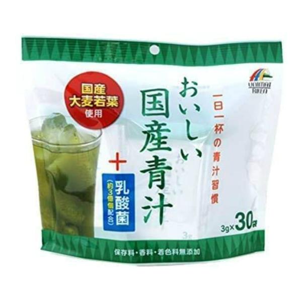 ユニマットリケン おいしい 国産青汁 + 乳酸菌 3gX30包入大麦若葉に食物繊維、オリゴ糖、乳酸菌を配合した青汁 4903361640211 広告文責：アットライフ株式会社TEL 050-3196-1510 ※商品パッケージは変更の場合あ...