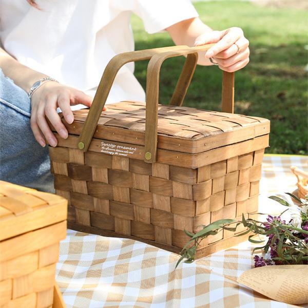 牧歌的なスタイル アウトドア 籐バスケット ピクニックバスケット バンブーバスケット【素材】竹カラー:画像の色A（ベージュ）,　画像の色B（ブラウン）サイズ：写真通り※サイズについては2-3センチの誤差があります。規格 ※サイズは平置きサイ...
