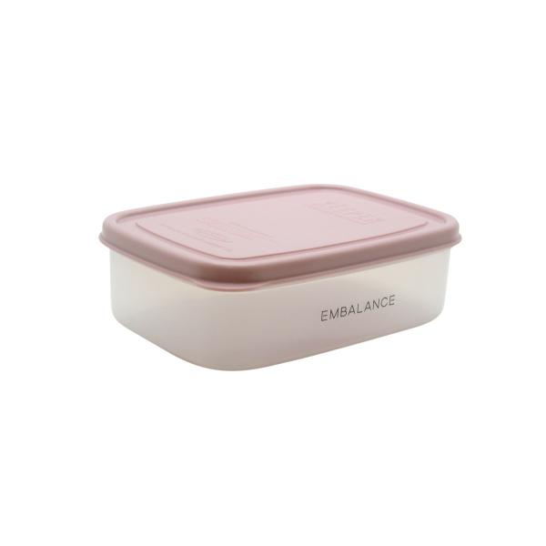 ■商品名：EMBALANCE RECTANGLE CONTAINER （レクタングルコンテナ）■内容量：590ml■サイズ：S（幅111×奥行156×高さ50mm）■色：パステルピンク■素材：本体：ポリプロピレン（エンバランス加工）フタ：ポ...