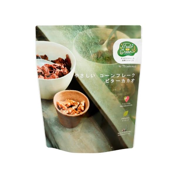 ■商品名：やさしいコーンフレーク ビターカカオ■内容量：140g■賞味期限：製造日より1年1ヶ月■原材料：有機コーングリッツ（有機とうもろこし）、有機砂糖、有機ココアパウダー、有機ココアバター、有機カカオマス、食塩（赤穂の天塩）■メーカー：...