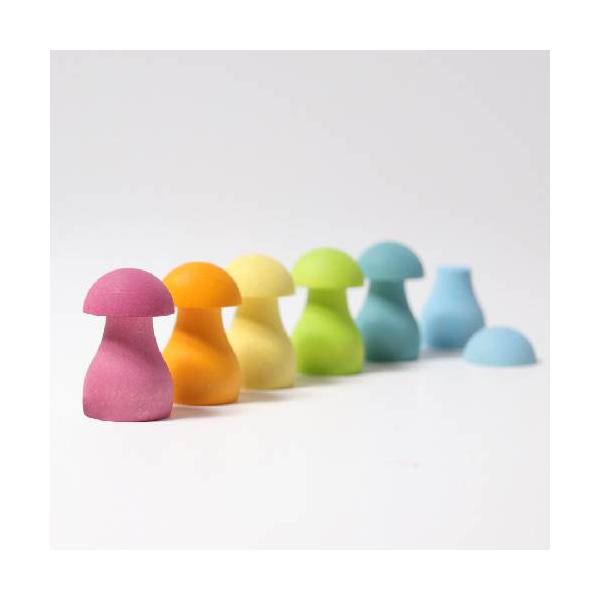 ■商品名：パステルキノコ （GM10586）■メーカー：グリムス/Grimm's■輸入元：ドイツ■対象年齢：3歳頃から■サイズ：.7×Φ3.5cm／シナノキ・ハンノキ■商品詳細：豊かな色彩感覚を養うグリムスの木製玩具。先入観のない子ども達の...