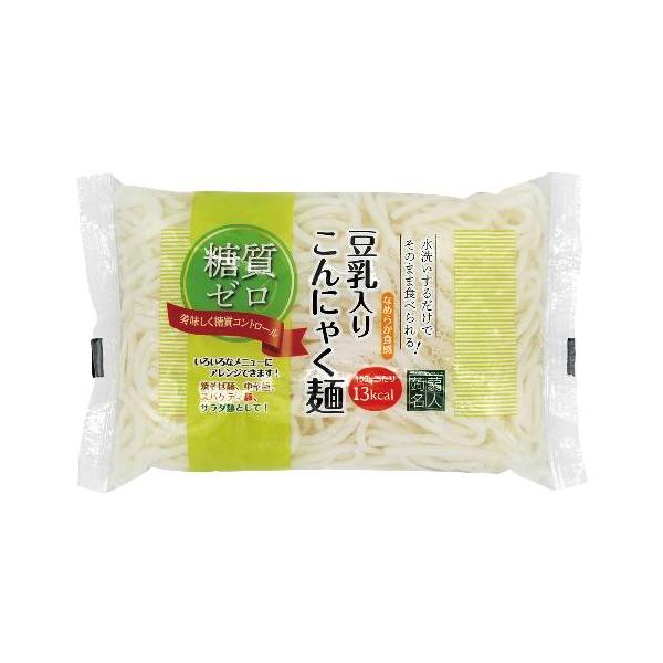■商品名：豆乳入りこんにゃく麺■内容量：180g■原材料：豆乳［大豆（国産）］、こんにゃく粉／凝固剤（水酸化カルシウム）■開封前賞味期間：製造日より冷暗所で4ヶ月■メーカー：みゆきやフジモト■商品詳細：国産原料使用水洗いするだけでそのまま食...