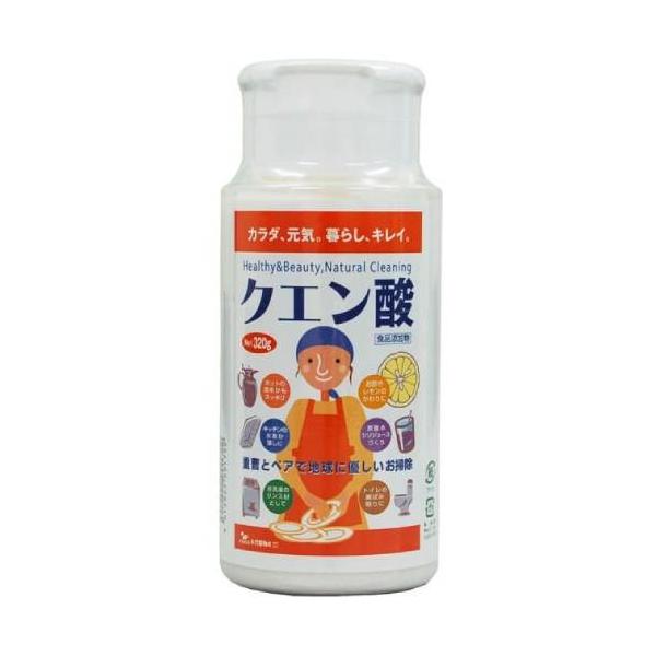■商品名：クエン酸（ボトル入り）■内容量：320g■メーカー：木曽路物産■賞味期限：製造日より2年■原材料：クエン酸■商品説明：クエン酸水として・・・水100mlにクエン酸小さじ1杯を加え、溶かします。スプレー等に入れ、まな板・シンク・テー...