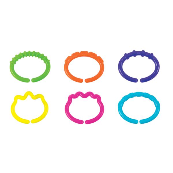 ■商品名：ピタリング（PK0228）■サイズ：18ピース/1ケ6.5×5cm/プラ/中国製■メーカー：ピーターキン / Peterkin Asia Ltd.■対象年齢：6か月頃から■生産国：イギリス■商品詳細：〇リングの形が6種類、大きなサ...