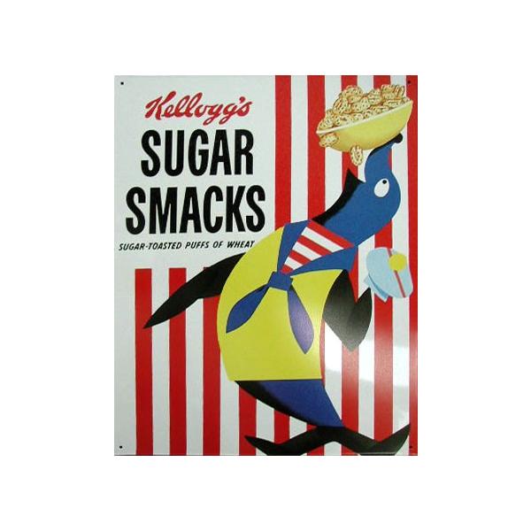 Kellogg's SUGAR SMACKSB132/ケロッグ・ブリキ看板Fサイズ：W30.5cm x H38cm/重量360g--------------------------------------------------------...