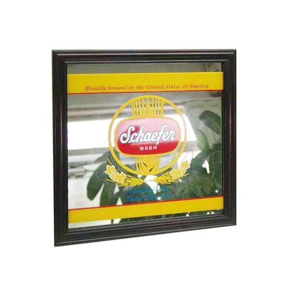 アメリカンビール Schaefer BEERBARM4/シェーファー ビール・パブミラーサイズ/W31.5cmXH31.5cmXT1cm1.1kg/木製額