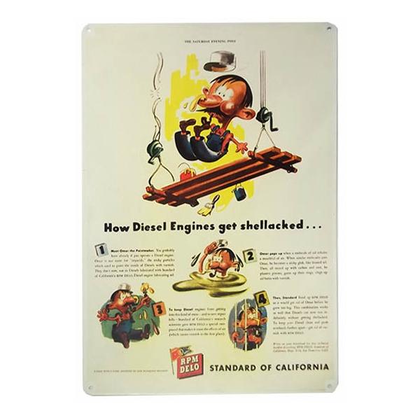 コマーシャル・ティン・プレートTIN PLATESBB3/コマーシャル・ブリキ看板/STANDARDサイズ：W30cm x H45cm/420gSTANDARD OF CALIFORNIA1960時代のTHE SATURDAY EVENIN...