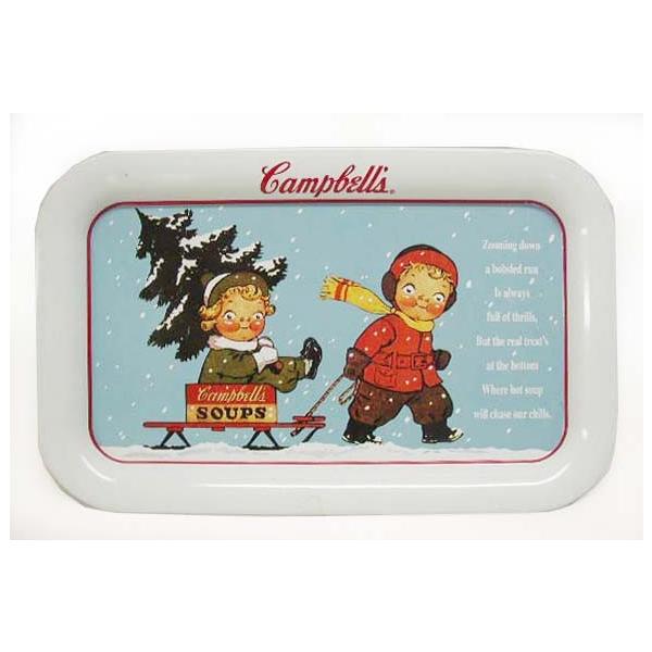 Campbell's　CAB19/キャンベルアンティークトレイ寸法:H22.5cmXW36cmXD2cm　350gスチール製現品限り★わずかなすり傷等有り