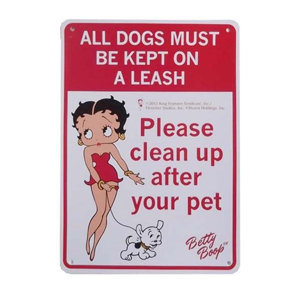 Betty☆Plastic Sign Board Please clean up after your petPBB5/ベティブーフ・プラスチック看板クリーンアップサイズ：H35.5×W25.5cm ×T0.12cm　157g　プラスチック製