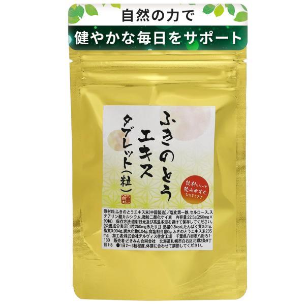 原材料：ふきのとう抽出エキス末（中国製造）/塩化第一鉄、セルロース、ステアリン酸カルシウム、微粒二酸化ケイ素内容量：22.5g(250mg×90粒)【栄養成分表示［1粒250mgあたり］】熱量0.3kcal、たんぱく質0.01g、脂質0.0...