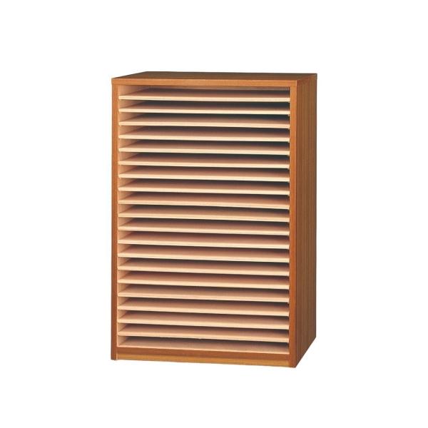 木目調の落ち着いた画用紙整理棚です。20段に区切られているので整理しやすいです。定価 : 62150円商品番号 : 105054乳幼児/収納