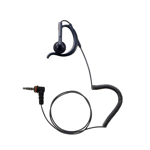 【インボイス対応済】イヤピース（カールコード）耳掛け付きオープンエアー型（S）・ケーブル長：約50cm（伸長時：約80cm）・ケーブル色：黒・プラグ：L型φ3.5mmプラグ