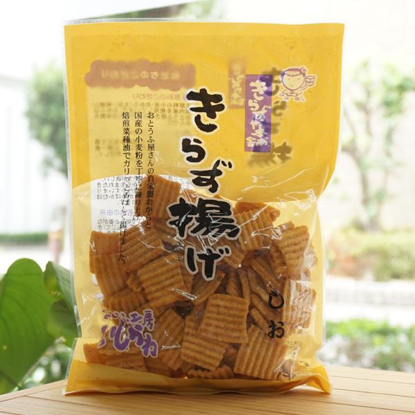 こだわりのおとうふ屋さんが、できたてのうの花と国内産の小麦粉で練りあげ、焙煎菜種油で香ばしく揚げたお菓子です。固い食感ですが、かめばかむほど甘みがでます。懐かしさを感じるやさしい美味しさです。【原料名】小麦粉、おから（大豆）、粗糖、植物油（...