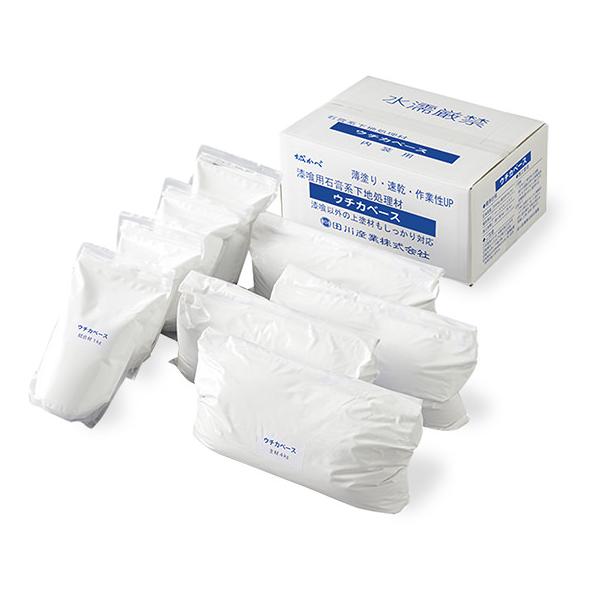 ウチカベース（旧ボードベース）は４セットまで１個口での送料となります。使用量 １セット当りの塗り面積 約１mm（標準） 約４m2【塗厚さ約１mm】 包装単位１セット５ｋｇ＝ベース材４ｋｇ＋配合剤１ｋｇ※４セットで１箱となりますが、１セットか...