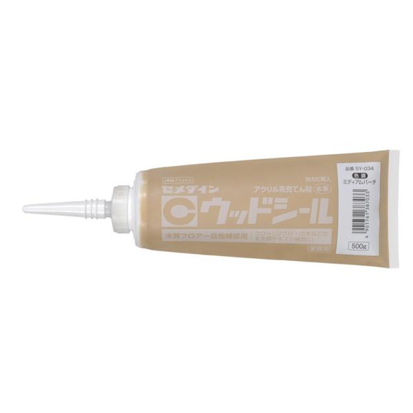 ○特長○水性で、硬化後は塗装可能。肉やせが少なくきめが細かい。○用途○フローリング材と巾木など木部のすき間充填に。木質フロアーの継ぎ目や、傷の補修にも使えます。○仕様○JSIA　F★★★★500g　チューブ○材質○　アクリル樹脂エマルジョン...