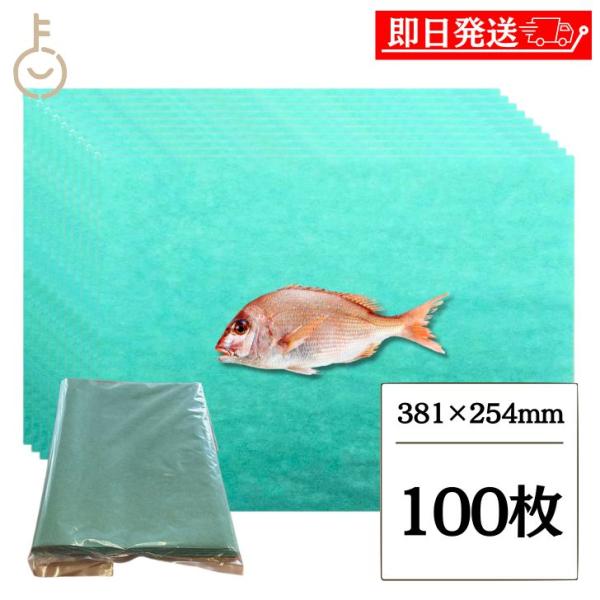魚を包む“緑の紙”として知られる「グリーンパーチ紙」。こちらは、使いやすい8切サイズ（381mm×254mm）のカット済みタイプ。100枚入りで、必要な分だけ取り出せる手軽さが魅力です。保鮮性・吸水性に優れており、津本式やおさかなパックンな...