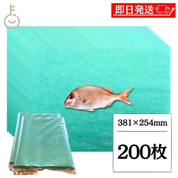 魚を包む“緑の紙”として知られる「グリーンパーチ紙」。こちらは、使いやすい8切サイズ（381mm×254mm）のカット済みタイプ。100枚入りで、必要な分だけ取り出せる手軽さが魅力です。保鮮性・吸水性に優れており、津本式やおさかなパックンな...