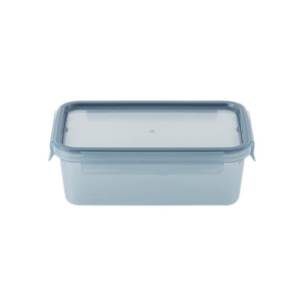 4方向からしっかりとロックする4点ロック付きの保存容器です。フタとパッキンが一体化されたつくりなので、パッキンを取り外す必要がなく、パッキンの溝に溜まりがちな汚れの洗い残しなども防げます。全体が鮮やかすぎないブルーの色なので、中身が見えすぎ...