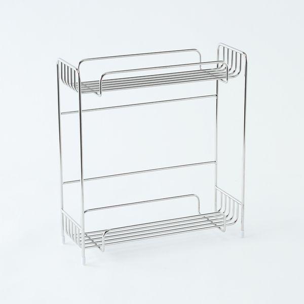 お風呂場で使うシャンプーボトルが入るシンプルなステンレス製のラックです。KEYUCAのColmuシリーズのボトルが下段に4本入ります。単純な形状で洗いやすく清潔に保てます。サイズ：W29.7×D10.7×H32.2cm材質：本体（18-8ス...