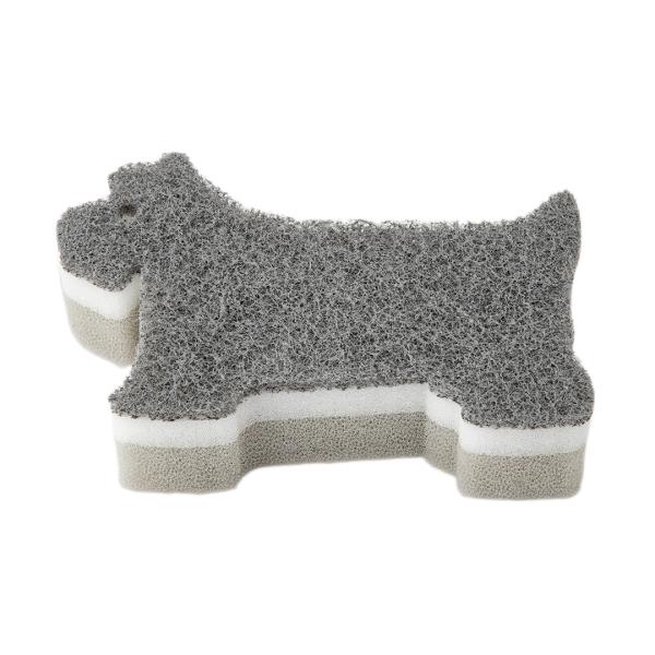 シュナウザーの形をしたかわいいスポンジです。傷つけにくくやさしく洗えます。泡立ち・水切れのよい３層構造で、スポンジ部分に抗菌加工が施されています。サイズ：約7.9cm×12.7cm×厚み3.7cm材質：スポンジ＝ポリウレタンフォーム（抗菌加...