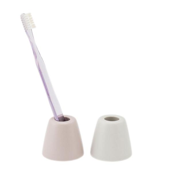 1本用のハブラシスタンドです。落ち着いたマットピンクとマットグレーの2色展開です。デスクでペンスタンドとしても使えます。「cleamフォームボトル 450ml」と同じ色展開なので、洗面所でトータルでコーディネートができます。サイズ：上φ3×...