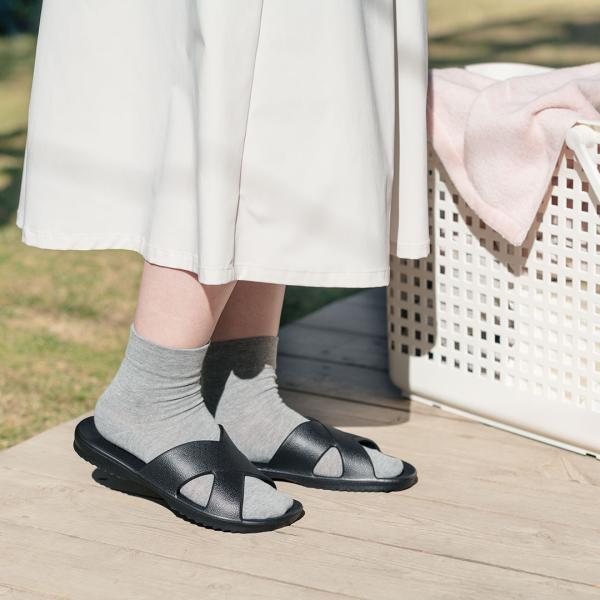 柔らかくかえりが良いので足にぴったりフィットします。室内・室外どちらでも履けます。水洗いOKでお手入れも簡単です。嬉しい抗菌防臭加工付き。サイズ：M(23〜24cm)、L(24〜25cm)材質：EVA生産国：中国検索タグ：ポイント利用 ex...