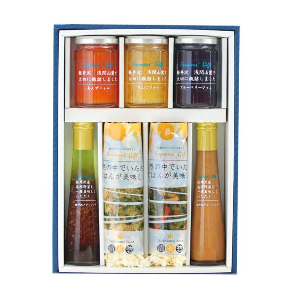 朝食には欠かせない、トーストにはジャム、サラダにドレッシングを。忙しい朝はあったかご飯に混ぜるだけ、混ぜご飯の素を。手軽にお楽しみいただける朝食セットです。ドレッシング（ごま・オニオンハーブ）レギュラージャム（あんず・ブルーベリー・りんご）...