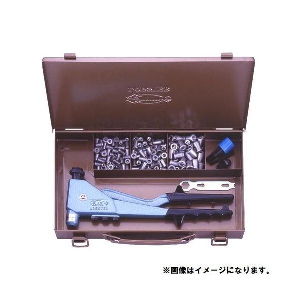 【メーカー】●（株）ロブテックス【特長】●サイズ交換やエビナットの取り付け、取り外しも簡単でスピーディーです。【用途】●部材と母材のエビナットでのカシメに。【仕様】●キット内容:HND005×1丁、NAD4M、、NAD5M、NAD6M各50...