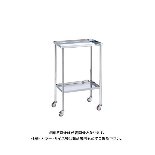 【メーカー】●オリジナルブランド【特長】●拭取りやすいコーナー形状【仕様】●外寸：W485×D315×H785mm●質量：6kg●材質：SUS304、BA仕上げ(支柱/棚板はSUS304)●キャスター：50φナイロンウレタン車  スチール金...