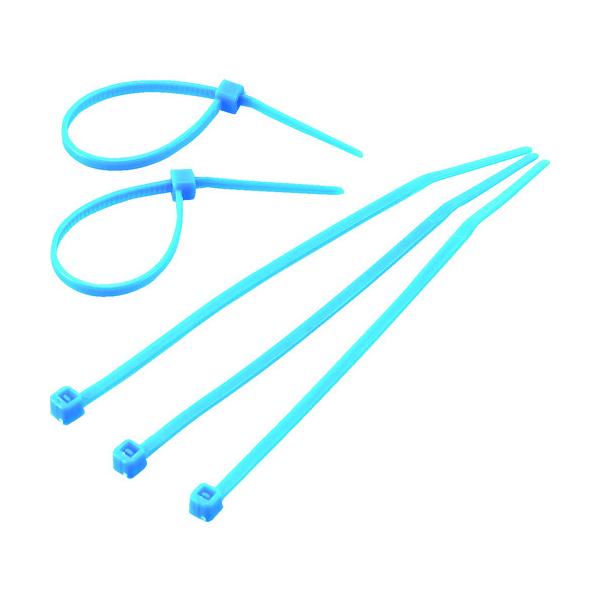 【メーカー】●トラスコ中山(株)【仕様】●色：青●幅(mm)：2.5●長さ(mm)：100●厚さ(mm)：1.1●最大結束径(mm)：22●引張強度(N)：78.4●一度締めると、切断しない限り外すことはできません。●屋内用●使用温度範囲：...