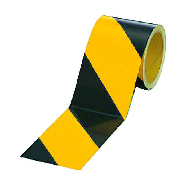 【メーカー】●ユニット(株)【仕様】●色：イエロー/ブラック●幅(mm)：90●厚さ(mm)：0.12●長さ(m)：10●摘要：黄部分反射・粘着シール●粘着力：6.64N/10mm●黄色部：反射●粘着シール●切断にはカッターが必要【材質・仕...