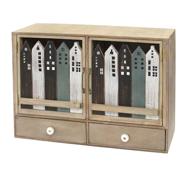 陶器の取っ手がかわいい引き出し付きキャビネット。見ているだけで楽しくなるデザインは、子供部屋のディスプレイにもおすすめ。※詳細はページ下部をご覧ください。