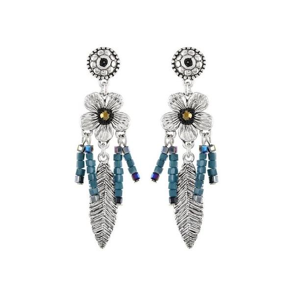 フランスのアクセサリーTARATATA。和風をイメージしたKabukiシリーズ。黒のマイクロビーズやブルーのビーズで豪華なデザインです。専用ポーチ付き！(色、柄は選べません)