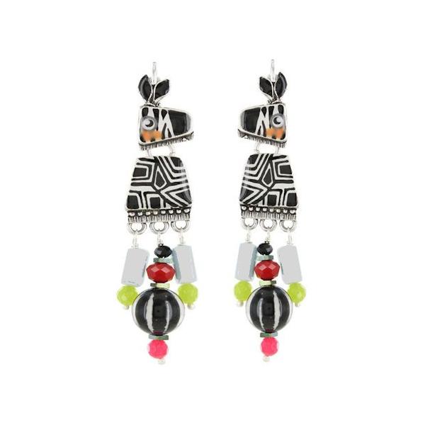 フランスのアクセサリーTARATATA。シマウマをモチーフにした可愛いピアスです。※手書きのため個体差があります。専用ポーチ付き！(色、柄は選べません)