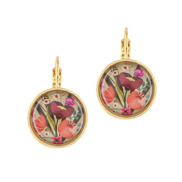 フレンチアクセサリーTARATATA 花のモチーフのピアスです。専用ポーチ付き！(色、柄は選べません）